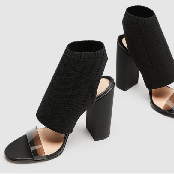 Zara | Shoes | Zara Stretch Knit Block Heel Sandals | Poshmark